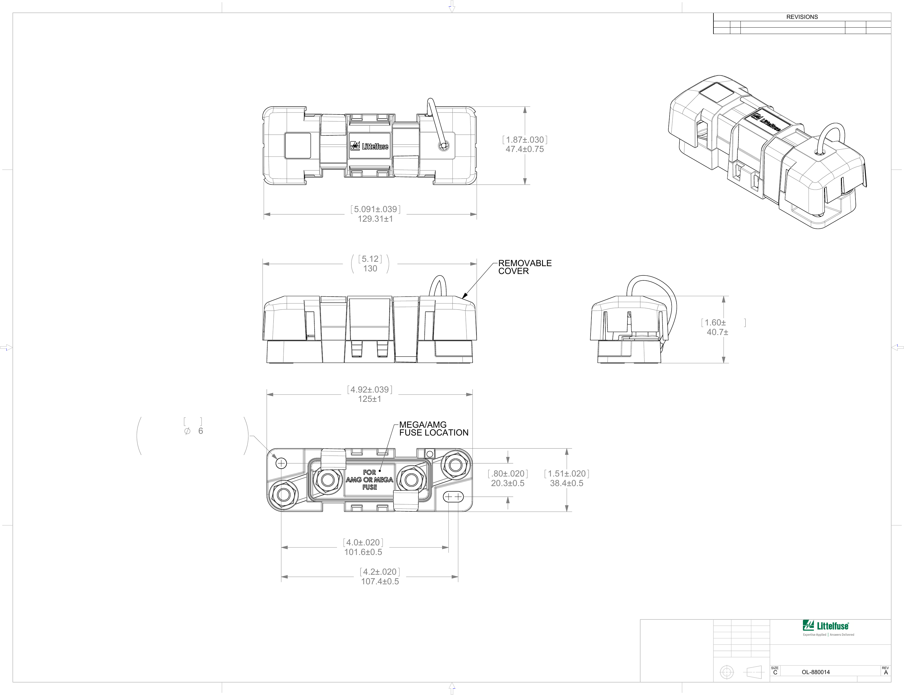 880014 Fuse Block Drawing Datasheet by Littelfuse Inc. | Digi-Key Electronics