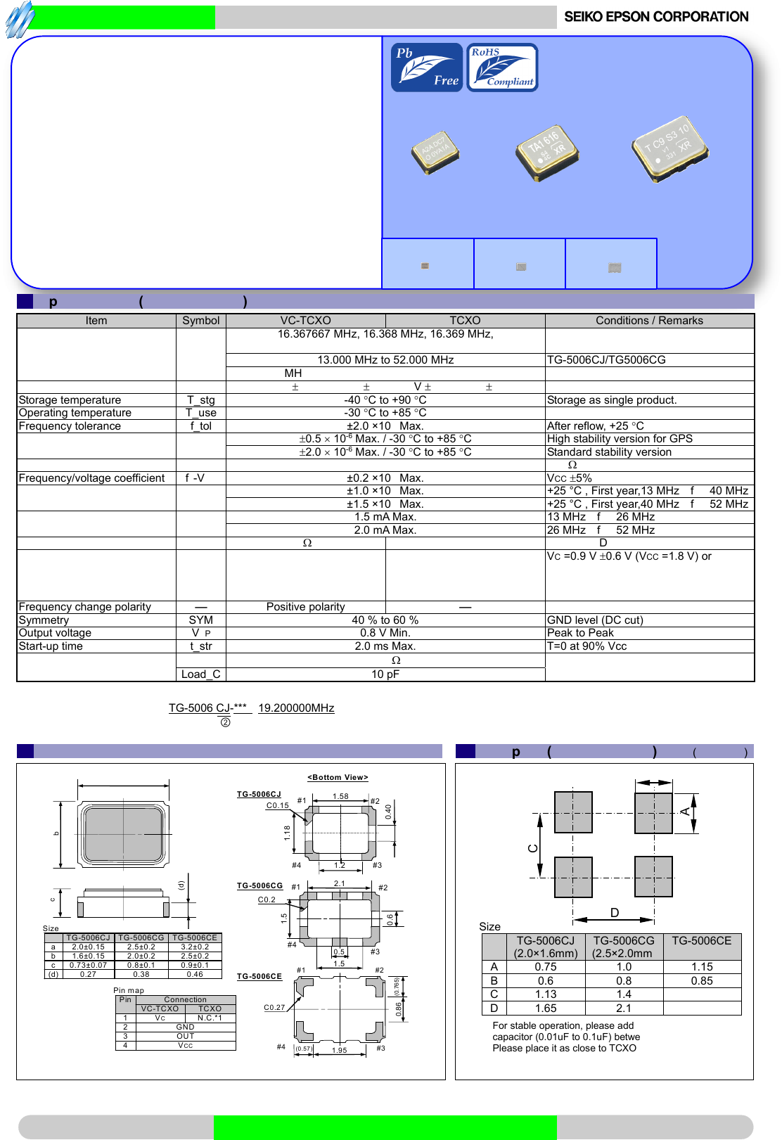 TG-5006CJ,CG,CE Series Datasheet by EPSON | Digi-Key Electronics